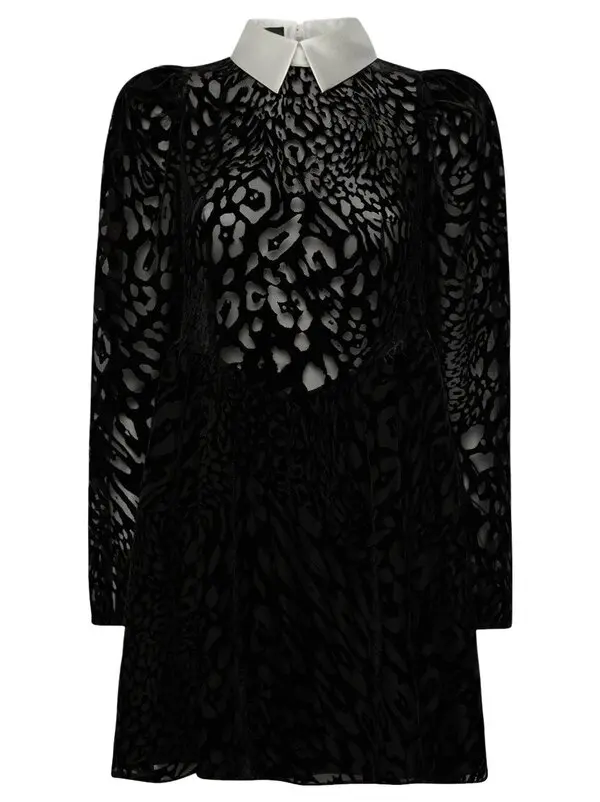 SVETA MILANO Oxford Leopard-pattern Velvet Dress - Black