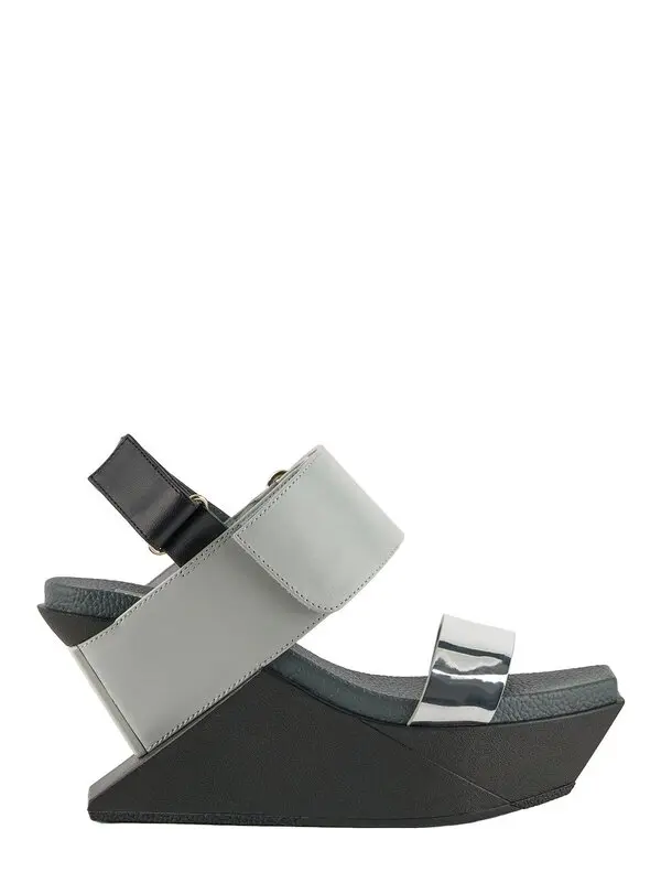 United Nude Silver / Black / Grey Delta Wedge Sandal Steel - Silver/black/grey