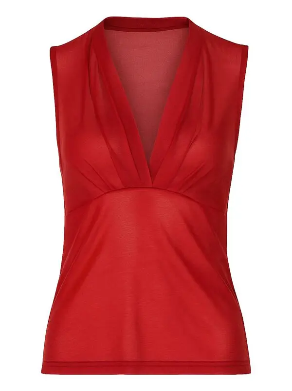 CONQUISTA Sleeveless V-neck Top – Viscose Jersey - Red