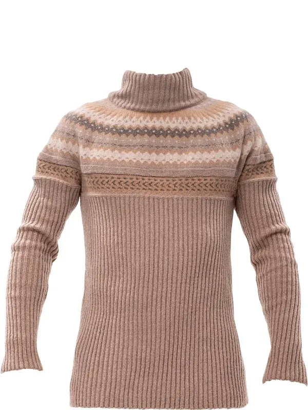 MAISON BOGOMIL Turtleneck Ribbed Long Sweater - Brown