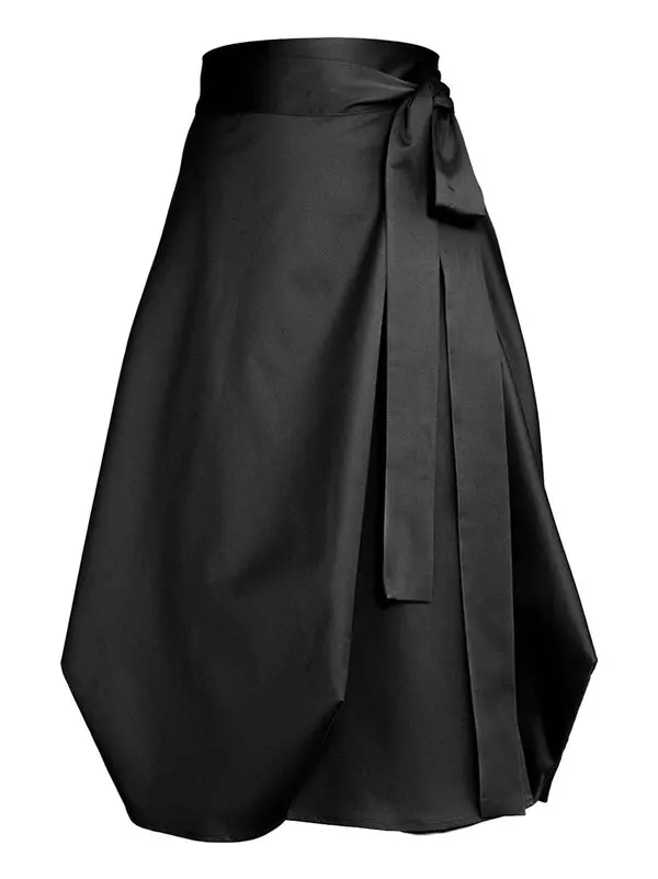 BIANCA POPP Wrapped Skirt In Cotton - Black