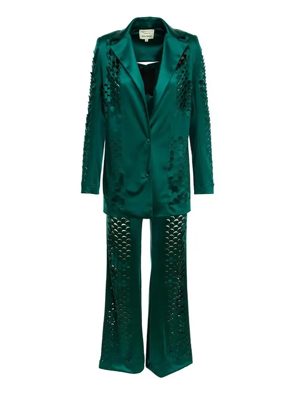 SILVIA SERBAN Dragon Skin Laser Cut Suit - Green