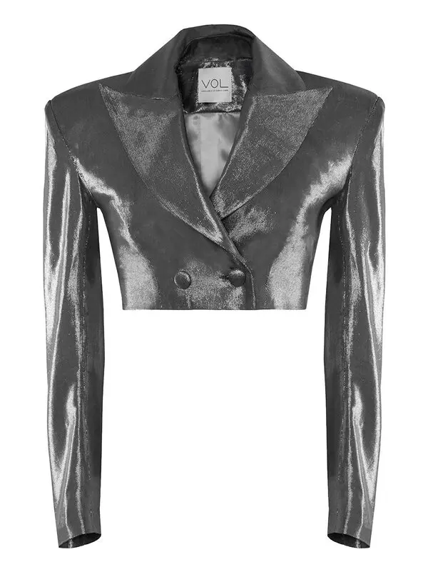 VESTIAIRE D'UN OISEAU LIBRE Metallic Cropped Jacket - Silver