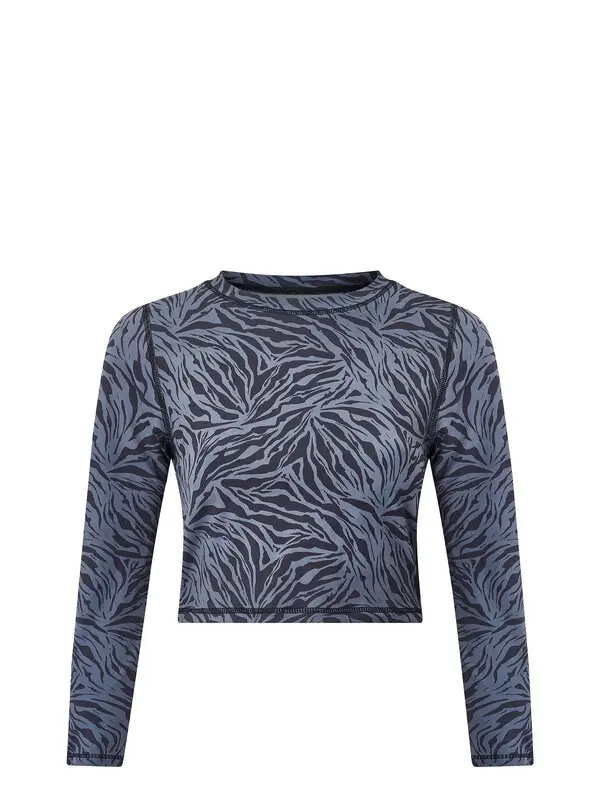 LULA-RU Long Sleeve Top Tiger Print - Grey