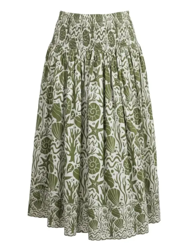 MARY MARSHMALLOW Long Everyday Skirt Sealife Olive - Green