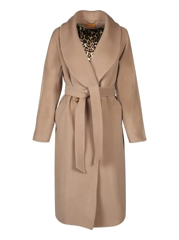 SANTINNI Hepburn' 100% Italian Virgin Wool & Cashmere Coat In Grigio - Grey