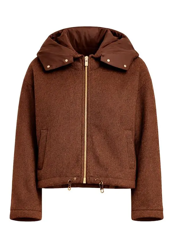 TANTRA SPAIN SL Short Wool Coat With Detachable Hood And Padded Collar - Brown