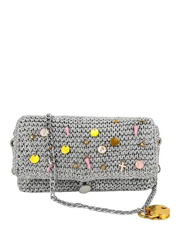 HILO DE MAR Hand-knitted Bag With Charms - Silver