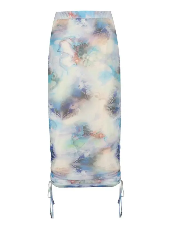 NO'DESIGN Sheer Midi Skirt With Side Ruched Detail - Blue