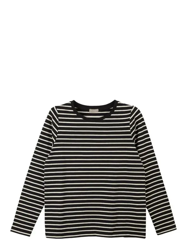 COVE Neutrals Relaxed Fit & Stone Stripe Tee - Black