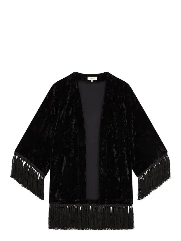 LITTLE LIES Rock City Velvet Kimono - Black