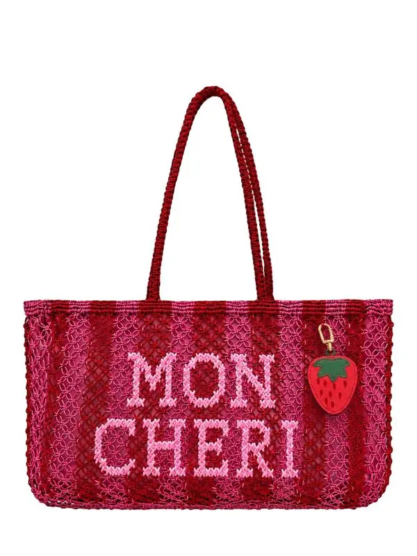 LILLY LOVES Mon Cheri Jute Tote With Cherry Charm - Pink