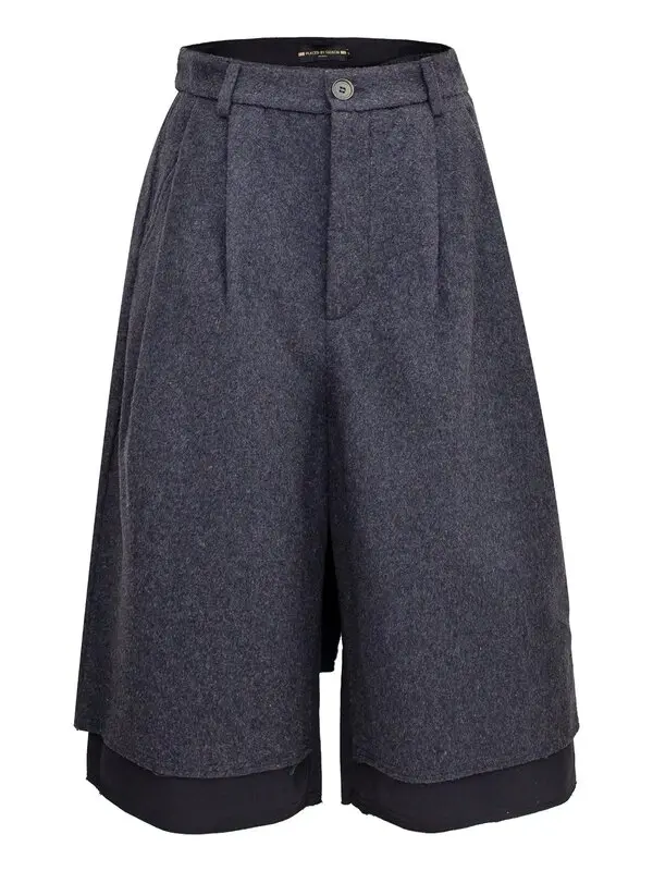 SMART AND JOY Wool Shorts With Overflowing Bottoms - Grey