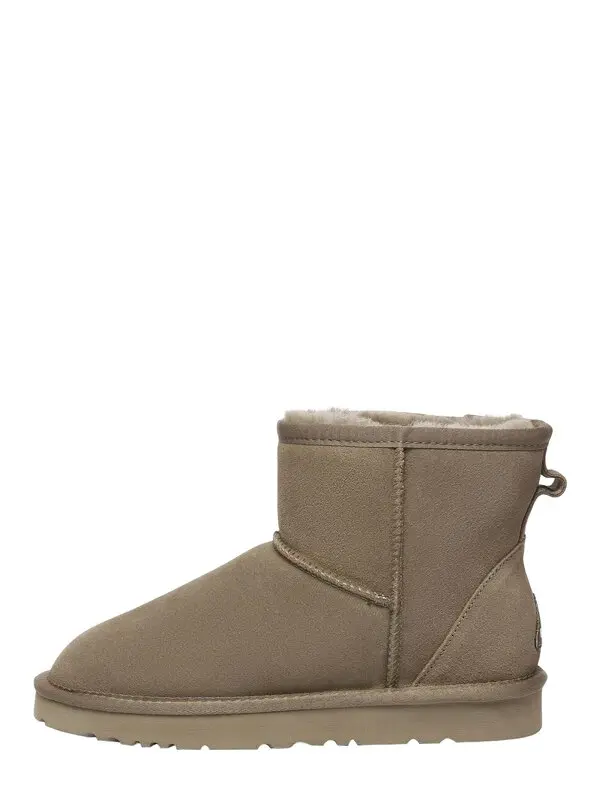 EVERAU AUSTRALIA Ostrich Leather Short Boots In Caribou - Green