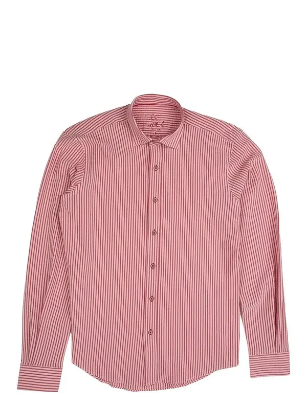 EIGHT X Striped Seersucker Button Down Shirt - Red
