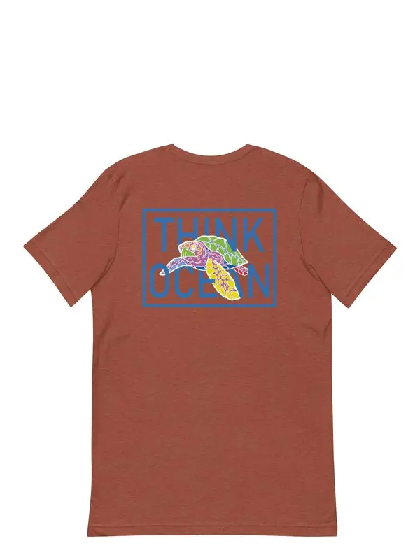 ANCHOR & CREW Clay Think Ocean Turtle Fluorescence Cotton Embroide T-shirt - Red