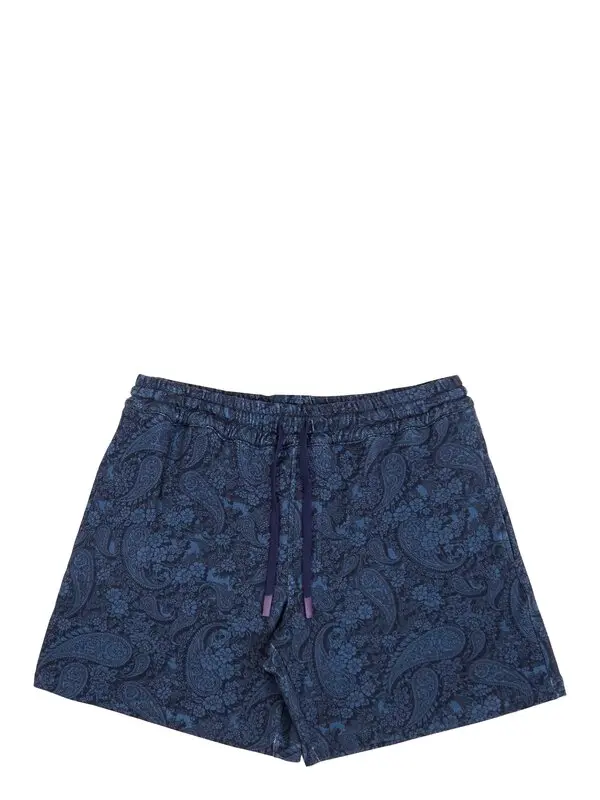 LORDS OF HARLECH Silus Paisley Romance Interlock Shorts Navy - Blue