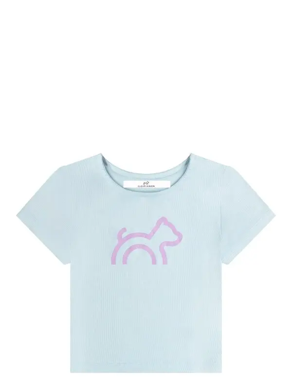 CLOUD HAVEN Rib Logo Tee - Blue