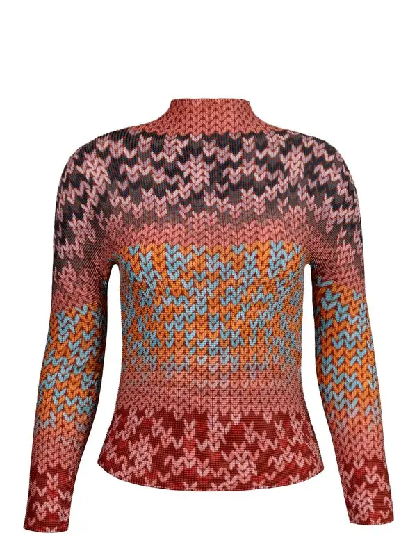 WILD COSMOS Sienna Bohemian Honeycomb Texture Top - Red