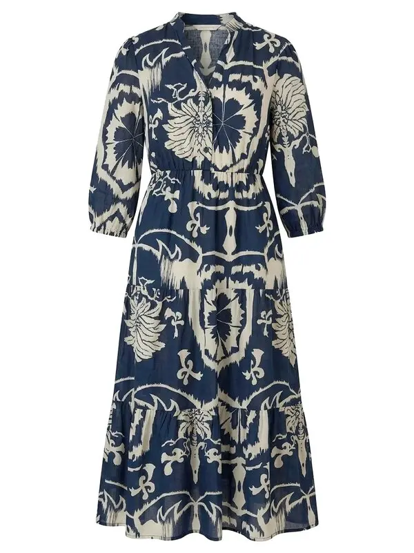 JAMES LAKELAND Navy Ornatal Print Tiered Midi Dress - Blue