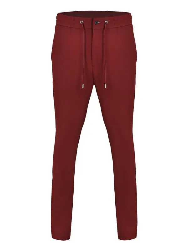 DAVID WEJ Ashford Relaxed Drawstring Trouser Burgundy - Red