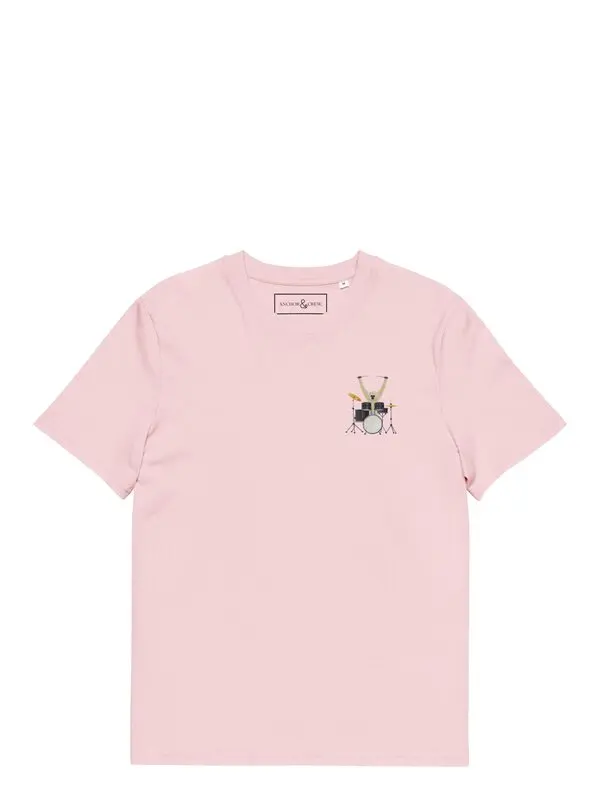 ANCHOR & CREW Cotton Pink Drummer Monkey Organic Cotton Embroide T-shirt - Red