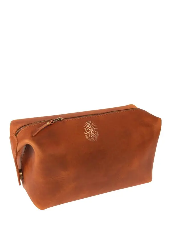 VIDA VIDA Deluxe Tan Leather Wash Bag Dad Tattoo Design - Brown