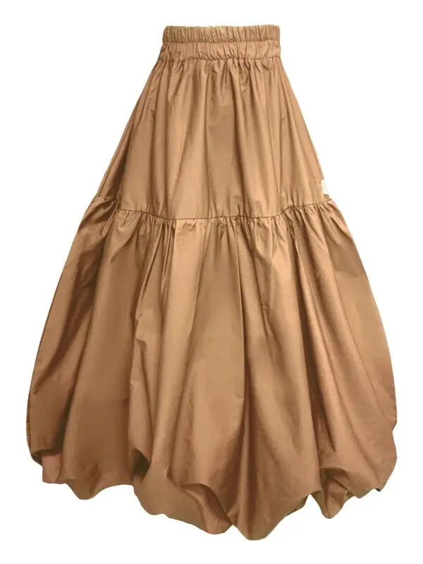 FROCK TALES Mylar Puffball Midi Skirt In Biscuit - Gold