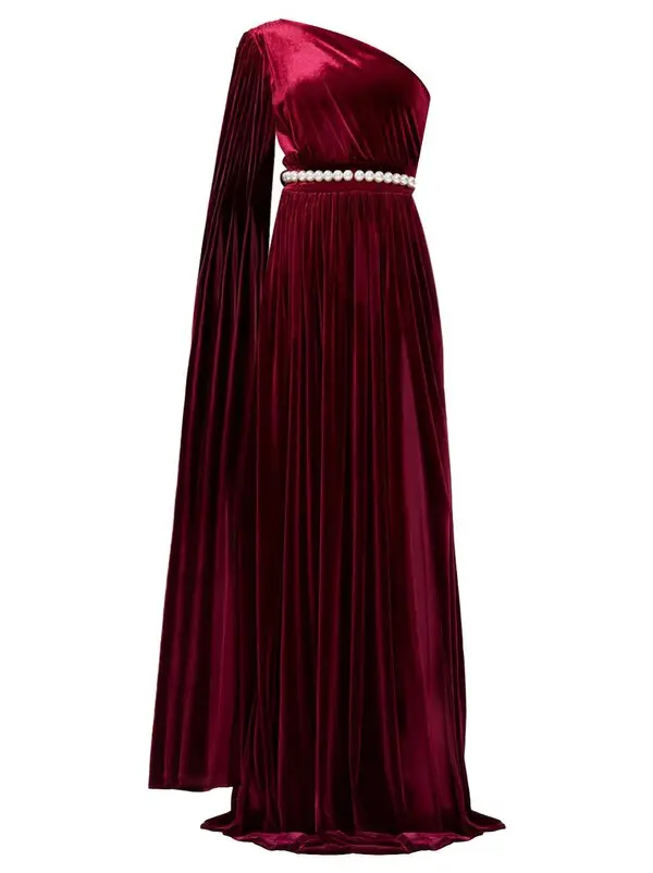 NUR KARAATA Baglioni Burgundy Gown - Red