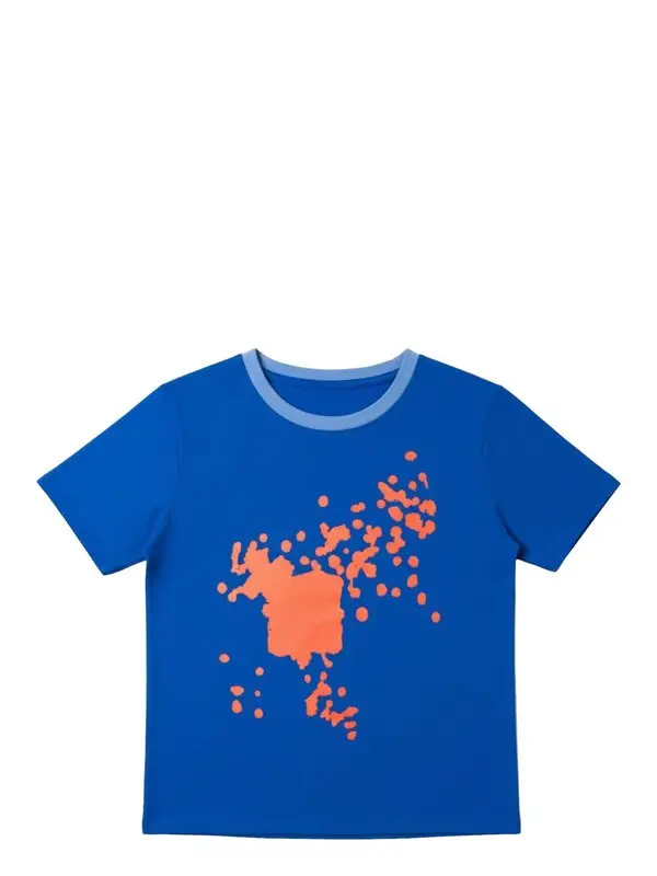 LILIA MUNN Boxy Organic Cotton Graphic Tee – | Kinetic Energy Print - Blue