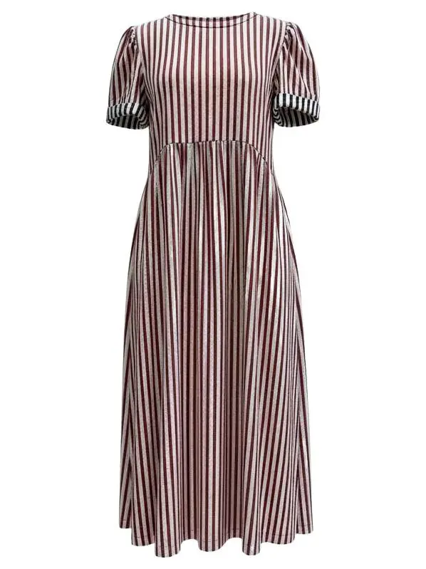 BEIRA Flora Dress – Stripe Cotton - Red