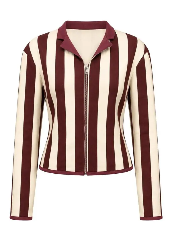 Carmen Says Whistle Burgundy Striped Jacket - Red