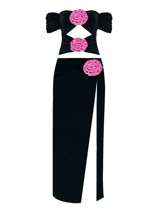 NUR KARAATA Soori Top & Skirt Set - Black