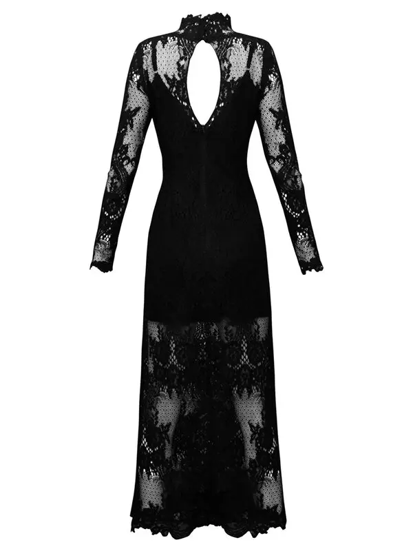 ALINA CERNATESCU Nuvia Long Lace Evening Dress - Black