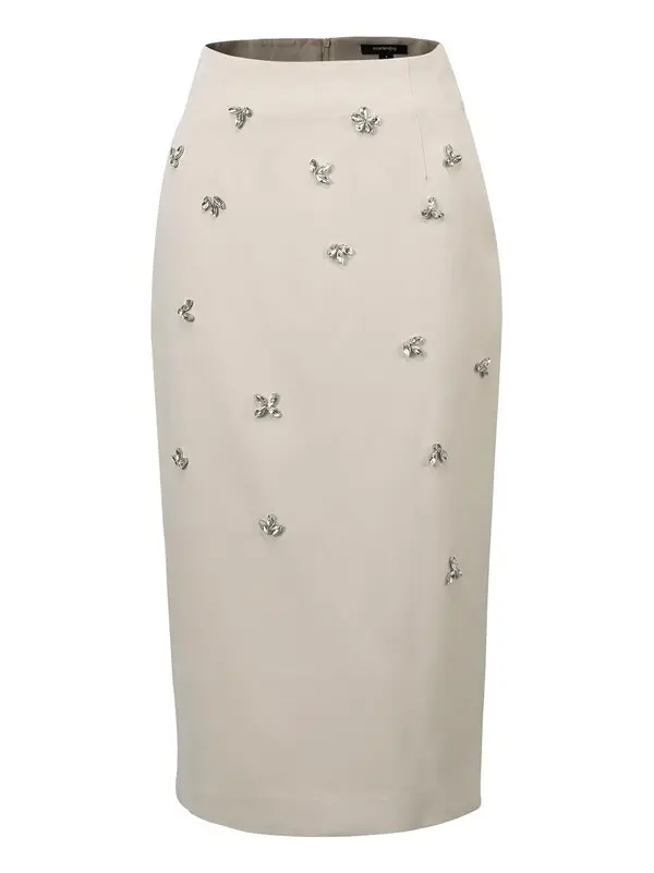 SMART AND JOY Embroidered Pencil Skirt - White