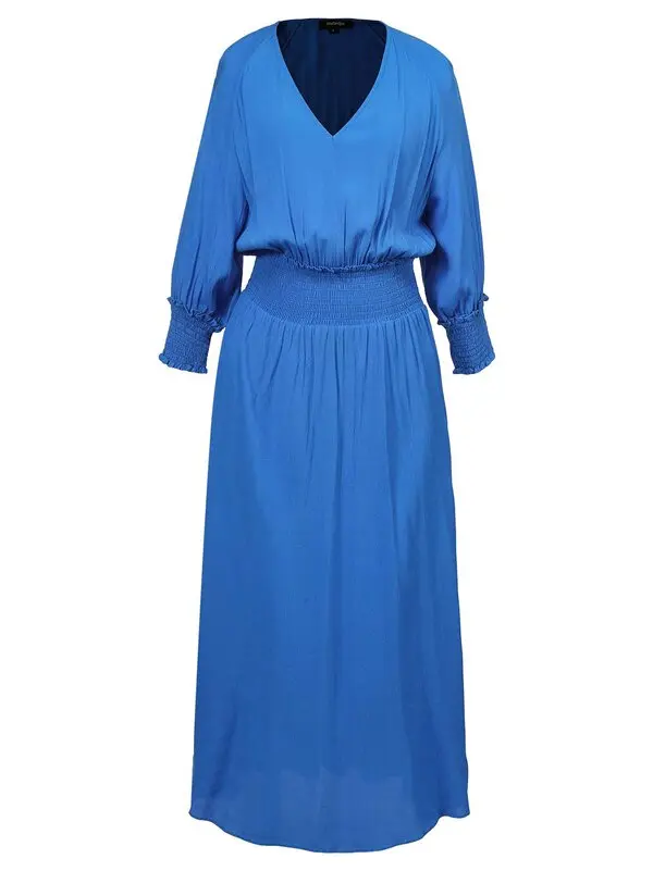SMART AND JOY Smocks Fit-and-flare V Cleavage Dress - Blue