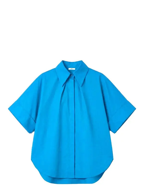 ARTO. Be Bright & Excited Cuff Short Sleeve Flared Shirt - Blue
