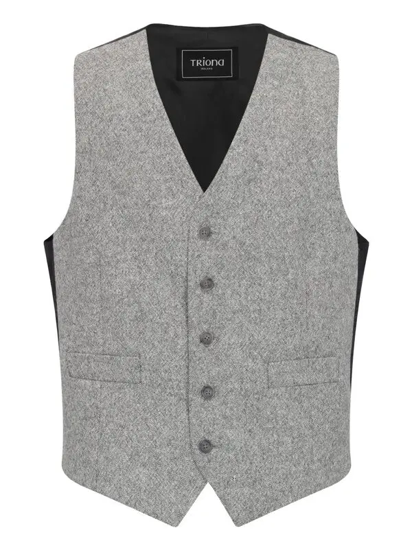 TRIONA Salt And Pepper Michael Irish Tweed Waistcoat - Grey