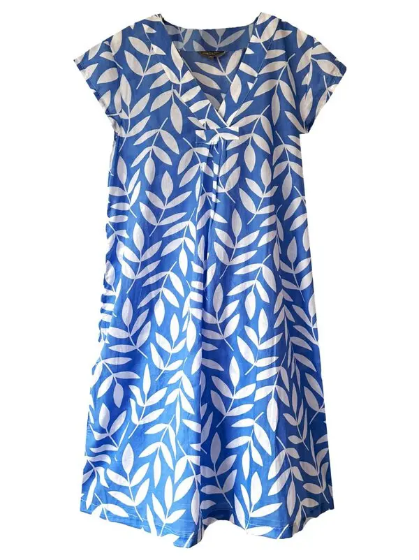 LIME TREE DESIGN Audrey Shift Large Leaf Cornish - Blue