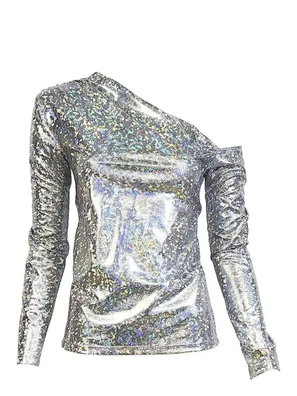 LALIPOP DESIGN Mirror-effect Asymmetric Blouse - Silver