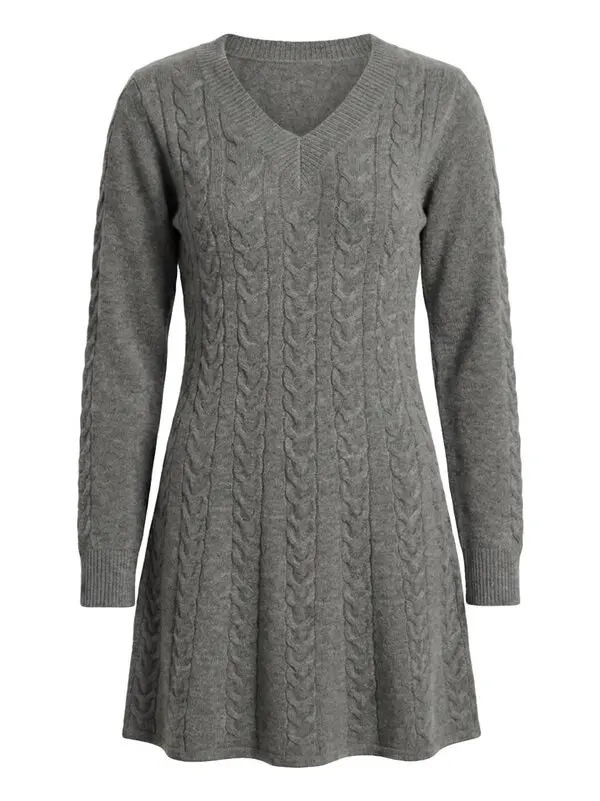 MODENAIRE Cable Knit Dress Sculpted Texture - Grey