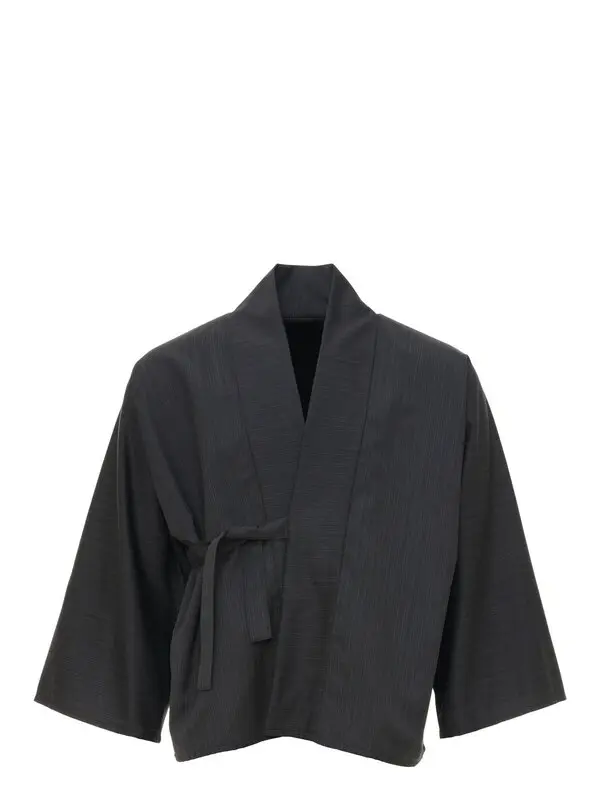 MOE Graphite Stripe Wool Jacket Reversible - Grey