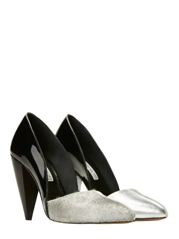 ROSAMUND MUIR LONDON Black / Silver Romera Black Patent & Silver Duo Texture Heels - Black/silver