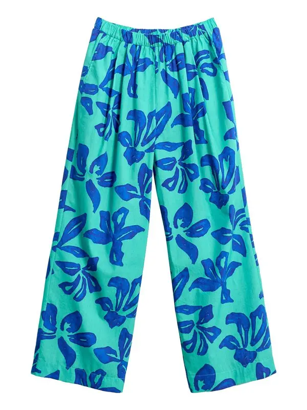 LOST PATTERN Tropical Bliss Wide-leg Pants Ocean - Blue