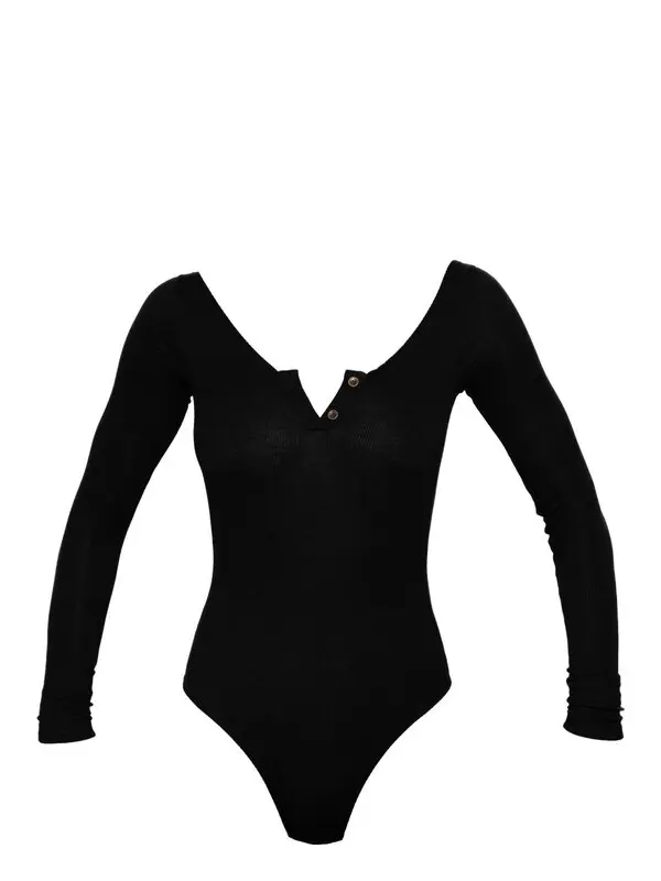 NO COMMENT Lebodi Versatile Structured Backless Ribbed Bodysuit - Black