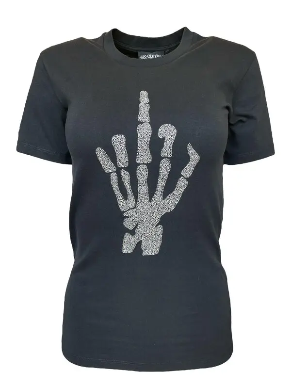 ANY OLD IRON Black / Silver Silver Skull Beaded Finger Black T-shirts - Black/silver