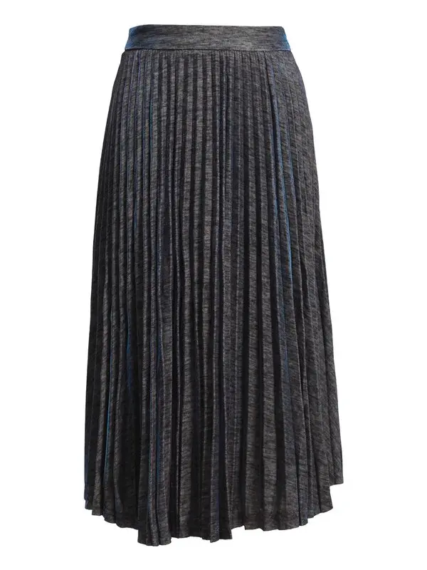 SMART AND JOY Knee Length Shiny Pleated Skirt - Blue