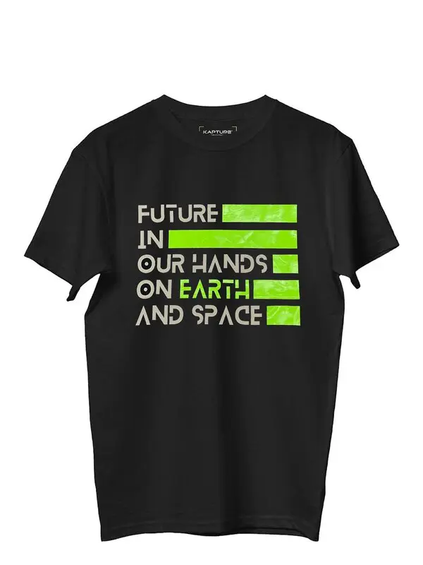 KAPTURE Future In Our Hands On Earth And Space Printed Tee - Black