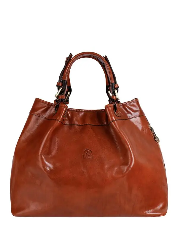 TIME RESISTANCE Cognac Leather Tote Bag The Betrothed - Brown