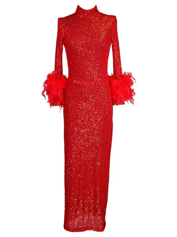 JENNAFER GRACE Catroux Dress In Ruby Sequin - Red
